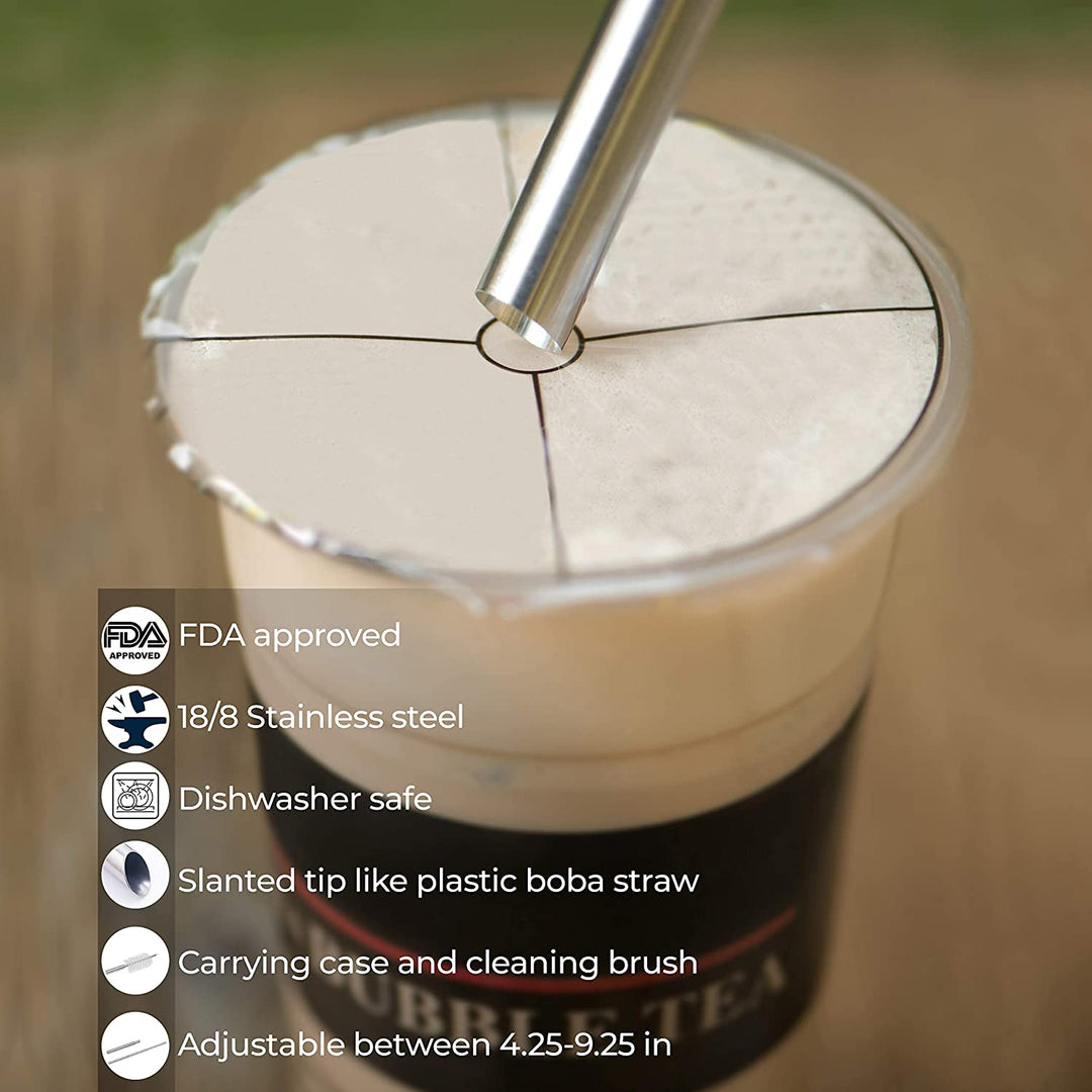 Portable Reusable Boba Straw with Keychain Clip - Stainless Steel ...